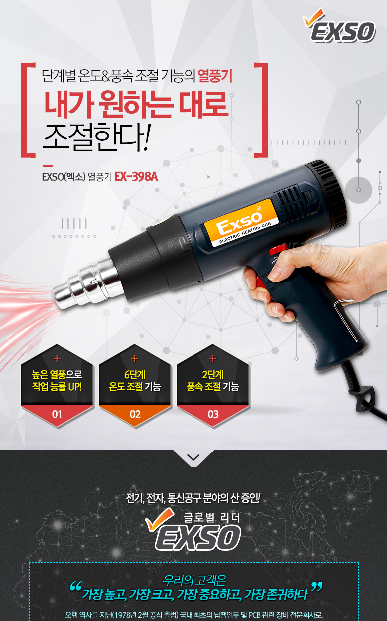 nextis 엑소 EXSO 히팅건 열풍기 EX-398A - 핫트랙스